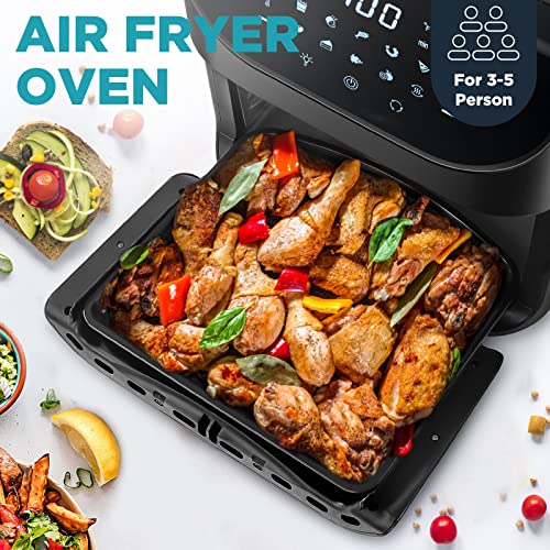 Air Fryer 12 QT 1700W Large Capacity Oilless Hot Air Fryers Oven Healthy Cooker with 10 Presets, Visible Cooking Window, LCD Touch Screen, 6 Dishwasher Safe Accessories Included Recipe