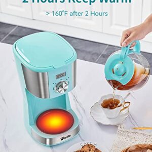 Wamife Coffee Maker - 12 Cup Programmable Drip Coffee Machine Coffee Brewer Timer Machine with Thermal Carafe Retro Coffee Makers for Home & Office (Blue Coffee Machine)