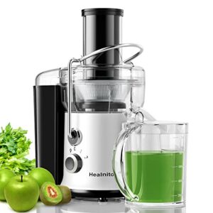 650w 3 speeds juicer machines vegetable and fruit, healnitor centrifugal juice extractor with big mouth 3” feed chute, easy to clean, bpa-free compact centrifugal juice maker, white