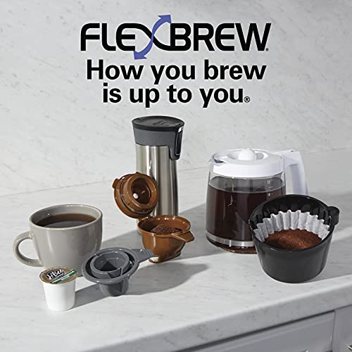 Hamilton Beach FlexBrew Trio 2-Way Coffee Maker, Compatible with K-Cup Pods or Grounds, Combo, Single Serve & Full 12c Pot, White