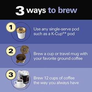 Hamilton Beach FlexBrew Trio 2-Way Coffee Maker, Compatible with K-Cup Pods or Grounds, Combo, Single Serve & Full 12c Pot, White