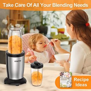 OSEYM Blender, Upgrade 19-Piece Bullet Blender for Shakes and Smoothies, 900W Personal Blender With 2*17 Oz & 10 Oz To-Go Cups, Coffee Grinder, Easy to Clean