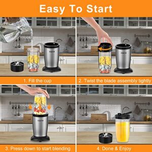 OSEYM Blender, Upgrade 19-Piece Bullet Blender for Shakes and Smoothies, 900W Personal Blender With 2*17 Oz & 10 Oz To-Go Cups, Coffee Grinder, Easy to Clean