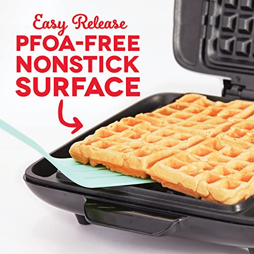 DASH Deluxe No-Drip Waffle Iron Maker Machine 1200W + Hash Browns, or Any Breakfast, Lunch, & Snacks with Easy Clean, Non-Stick + Mess Free Sides, Silver