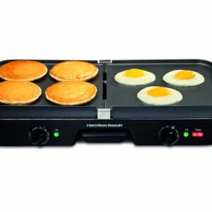 Hamilton Beach 3-in-1 Electric Indoor Grill + Griddle, 8-Serving, Reversible Nonstick Plates, 2 Cooking Zones with Adjustable Temperature (38546), Black