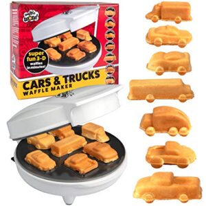 car mini waffle maker – make 7 fun, different race cars, trucks, and automobile vehicle shaped pancakes – electric non-stick pan cake kid’s waffler iron, great for holiday breakfast or unique gift