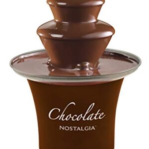 Nostalgia Electric Chocolate Fondue Fountain, 8-Ounce, 3-Tier Set, Fountain Machine for Cheese, Melting Chocolate, Liqueurs, Brown