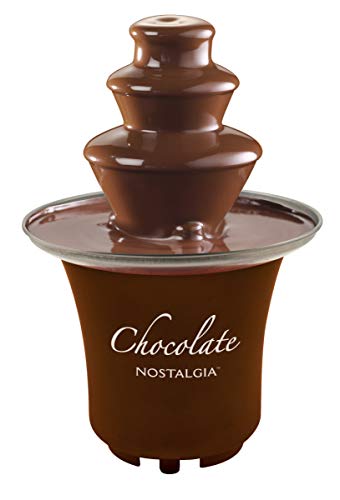 Nostalgia Electric Chocolate Fondue Fountain, 8-Ounce, 3-Tier Set, Fountain Machine for Cheese, Melting Chocolate, Liqueurs, Brown