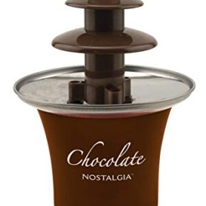 Nostalgia Electric Chocolate Fondue Fountain, 8-Ounce, 3-Tier Set, Fountain Machine for Cheese, Melting Chocolate, Liqueurs, Brown