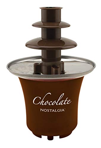 Nostalgia Electric Chocolate Fondue Fountain, 8-Ounce, 3-Tier Set, Fountain Machine for Cheese, Melting Chocolate, Liqueurs, Brown