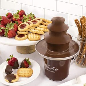 Nostalgia Electric Chocolate Fondue Fountain, 8-Ounce, 3-Tier Set, Fountain Machine for Cheese, Melting Chocolate, Liqueurs, Brown