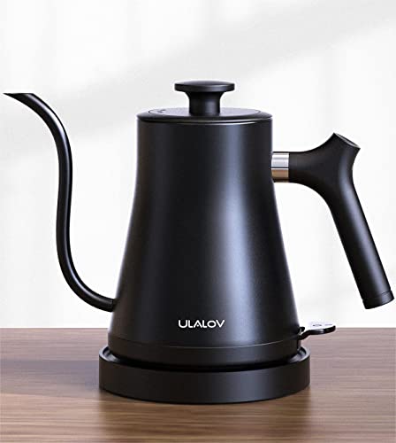 Ulalov Gooseneck Electric Kettle, 0.9L Fast Boiling Hot Water Kettle, Stainless Steel Electric Tea Kettle, 1200W Pour Over Kettle for Coffee&Tea, Leak-Proof, Auto Shutoff, Anti-dry