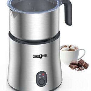 Paris Rhône Milk Frother and Steamer, 4 in 1 Detachable Milk Warmer, 500ML Hot Chocolate Maker and Electric Milk Heater, Food Grade Stainless Steel, Hot/Cold Foam Maker, Dishwasher Safe