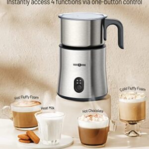 Paris Rhône Milk Frother and Steamer, 4 in 1 Detachable Milk Warmer, 500ML Hot Chocolate Maker and Electric Milk Heater, Food Grade Stainless Steel, Hot/Cold Foam Maker, Dishwasher Safe