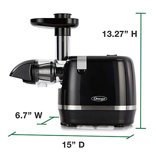 Omega H3000D Cold Press 365 Juicer Slow Masticating Extractor Creates Delicious Fruit Vegetable and Leafy Green High Juice Yield and Preserves Nutritional Value, 150-Watt, Black