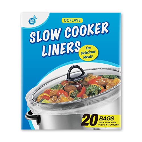 20 Counts Slow Cooker Liners and Cooking Bags, Extra Large Size Fits 6-10QT Pot, 14"x 22", BPA Free, Suitable for Oval & Round Pot -1 Pack