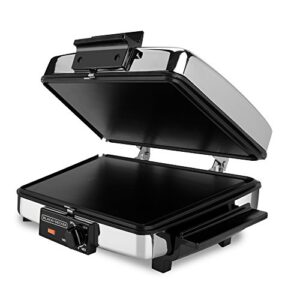 black+decker 3-in-1 waffle maker with nonstick reversible plates, stainless steel, g48td