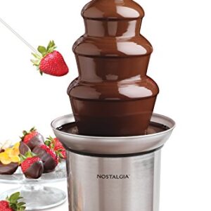 Nostalgia Electric Chocolate Fondue Fountain, 32-Ounce, 4 Tier Set, Fountain Machine for Cheese, Melting Chocolate, Liqueurs, Stainless Steel