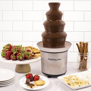 Nostalgia Electric Chocolate Fondue Fountain, 32-Ounce, 4 Tier Set, Fountain Machine for Cheese, Melting Chocolate, Liqueurs, Stainless Steel