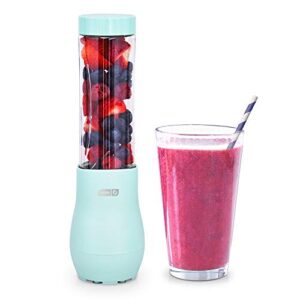 dash mighty mini 10 oz compact personal bottle blender with travel lid, aqua