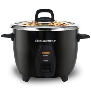 elite gourmet erc2010b# electric 10 cup rice cooker with 304 surgical grade stainless steel inner pot makes soups, stews, grains, cereals, keep warm feature, 10 cups cooked (5 cups uncooked), black