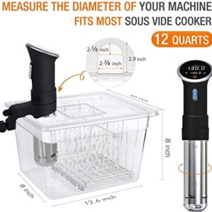 HOMENOTE Sous Vide Container 12 Quart with Lid & Rack and Sleeve - BPA Free Complete Sous Vide Accessories Kit with Cookbook For Anova and Most Sous Vide Cookers