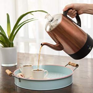 Moss & Stone Electric Coffee Percolator Copper Body with Stainless Steel Lids Coffee Maker | Percolator Electric Pot - 10 Cups, Copper Camping Coffee Pot