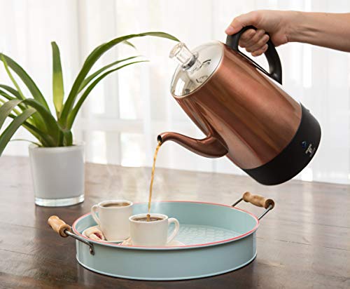 Moss & Stone Electric Coffee Percolator Copper Body with Stainless Steel Lids Coffee Maker | Percolator Electric Pot - 10 Cups, Copper Camping Coffee Pot