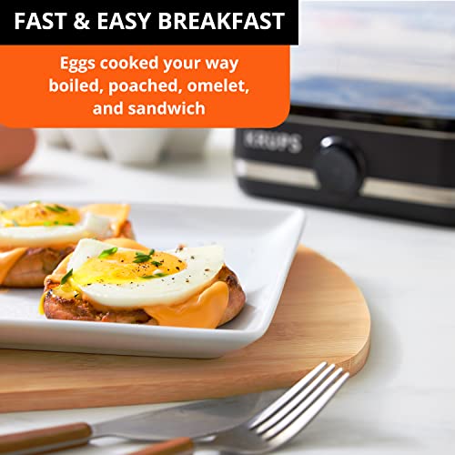 KRUPS Simply Electric Egg Cooker: Rapidly Cook Hard Boiled, Poached, Scrambled Eggs or Omelets. 6 Egg Capacity, Black