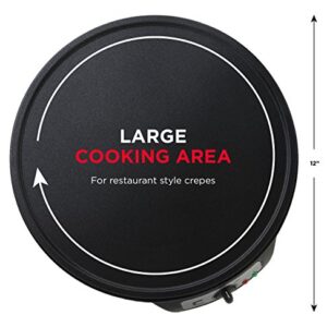 CHEFMAN Electric Crepe Maker: Precise Temp Control, 12" Non-Stick Griddle, Perfect for Crepes, Tortillas, Blintzes, Pancakes, Waffles, Eggs, Bacon, Batter Spreader & Spatula Included, Black