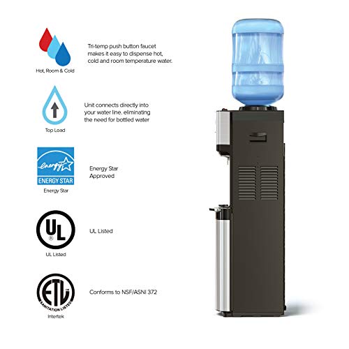 Brio Limited Edition Top Loading Water Cooler Dispenser - Hot & Cold Water, Child Safety Lock, Holds 3 or 5 Gallon Bottles - UL/Energy Star Approved