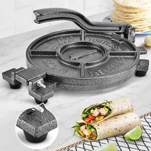 arc tortilla press 10.4 inch, cast iron tortilla maker, heavy duty tortillera pataconera, flour tortilla press, roti maker, taco maker, taco press, black gray