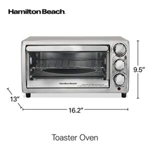 Hamilton Beach 4-Slice Countertop Toaster Oven with Bake Pan, Stainless Steel (31143)