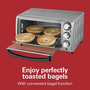 Hamilton Beach 4-Slice Countertop Toaster Oven with Bake Pan, Stainless Steel (31143)