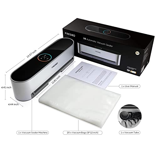 FRESKO Hands-Free Full Automatic Vacuum Sealer Machine with Food Preservation Bags, LED Touch Screen (ETL Certified)