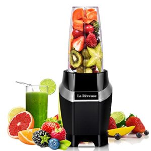 la reveuse personal blender making shakes and smoothies 1000 watt-with 24 oz bpa free portable travel bottle – dishwasher safe (black)