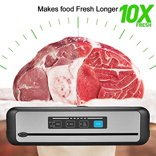 Inkbird Vacuum Sealer Machine with Starter Kit, Automatic PowerVac Air Sealing Machine for Food Preservation, Dry & Moist Sealing Modes,Built-in Cutter,Easy Cleaning Storage with Sealer Bag*5 (8"*11.8")and Bag Roll*1 (8"*79"), INK-VS01