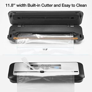 Inkbird Vacuum Sealer Machine with Starter Kit, Automatic PowerVac Air Sealing Machine for Food Preservation, Dry & Moist Sealing Modes,Built-in Cutter,Easy Cleaning Storage with Sealer Bag*5 (8"*11.8")and Bag Roll*1 (8"*79"), INK-VS01