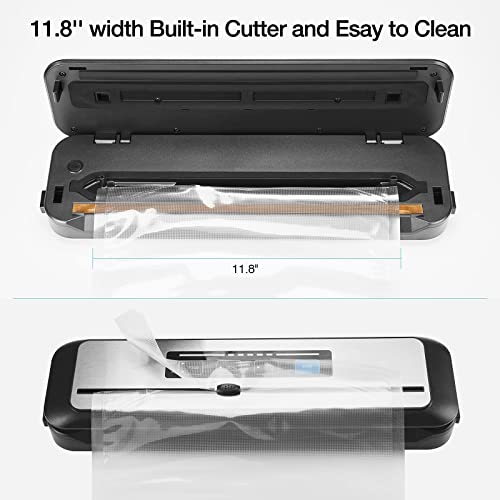 Inkbird Vacuum Sealer Machine with Starter Kit, Automatic PowerVac Air Sealing Machine for Food Preservation, Dry & Moist Sealing Modes,Built-in Cutter,Easy Cleaning Storage with Sealer Bag*5 (8"*11.8")and Bag Roll*1 (8"*79"), INK-VS01