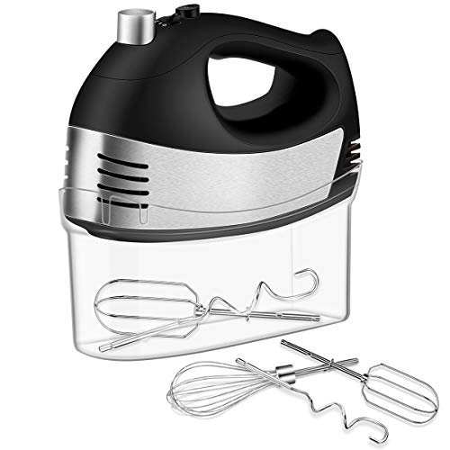 Hand Mixer Electric, Cusinaid 5-Speed Hand Mixer with Turbo Handheld Kitchen Mixer Includes Beaters, Dough Hooks and Storage Case (Black)