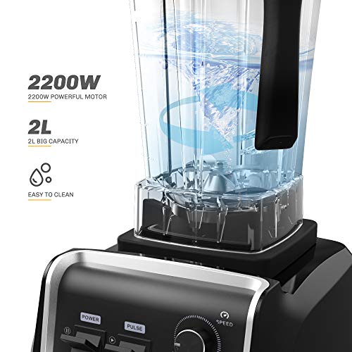 Professional Countertop Blender, Blender for kitchen Max 2200W High Power Home and Commercial Blender with Timer，Blender with Variable Speed for Frozen Fruit​, Crushing Ice, Veggies, Shakes and Smoothie 64 oz Container & 32000 RPM