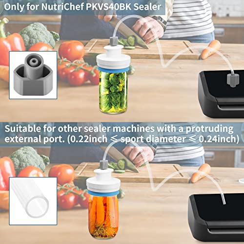 Jar Sealer Kits for FoodSaver Vacuum Sealer - Upgrade Canning Sealer Set with Hoses for Mason Jars with Regular and Wide Mouth, Additional Connectors Compatible with All FoodSaver Sealers (White)