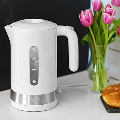 Ovente Electric Kettle, 1.8 Liter with Prontofill Lid, 1500 Watt BPA-Free Fast Heating Element with Auto Shut-Off & Boil Dry Protection, Instant Hot Water Boiler for Coffee & Tea, White KP413W