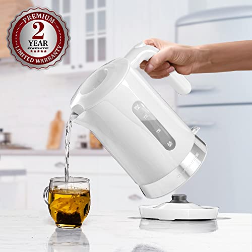 Ovente Electric Kettle, 1.8 Liter with Prontofill Lid, 1500 Watt BPA-Free Fast Heating Element with Auto Shut-Off & Boil Dry Protection, Instant Hot Water Boiler for Coffee & Tea, White KP413W