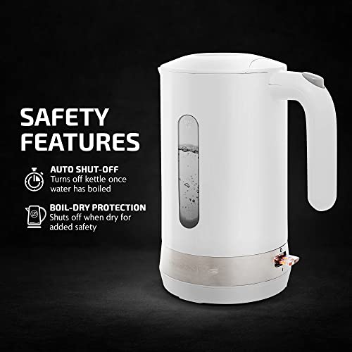 Ovente Electric Kettle, 1.8 Liter with Prontofill Lid, 1500 Watt BPA-Free Fast Heating Element with Auto Shut-Off & Boil Dry Protection, Instant Hot Water Boiler for Coffee & Tea, White KP413W