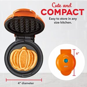 Dash Mini Waffle Maker (2 Pack) for Individual Waffles Hash Browns, Keto Chaffles with Easy to Clean, Non-Stick Surfaces, 4 Inch, Halloween, Orange