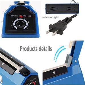 Impulse Heat Sealer Manual Bags Sealer Heat Sealing Machine 12 Inch Impulse Sealer Machine for Plastic Bags PE PP Bags with Extra Replace Element Grip