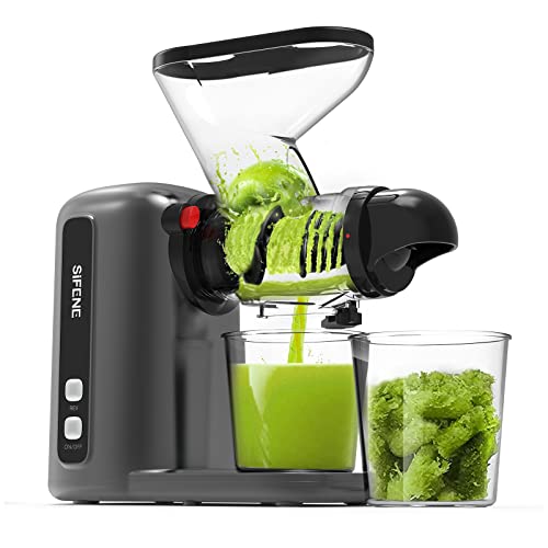 Slow Juicer Machines, SiFENE Cold Press Juicer, Dual Feed Chute Masticating Juicer, Juice Maker Extractor, Easy to Clean, Quiet Motor & Reverse Function, Brush& Recipes Included