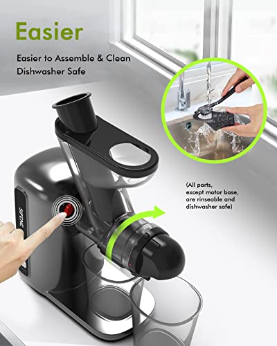 Slow Juicer Machines, SiFENE Cold Press Juicer, Dual Feed Chute Masticating Juicer, Juice Maker Extractor, Easy to Clean, Quiet Motor & Reverse Function, Brush& Recipes Included