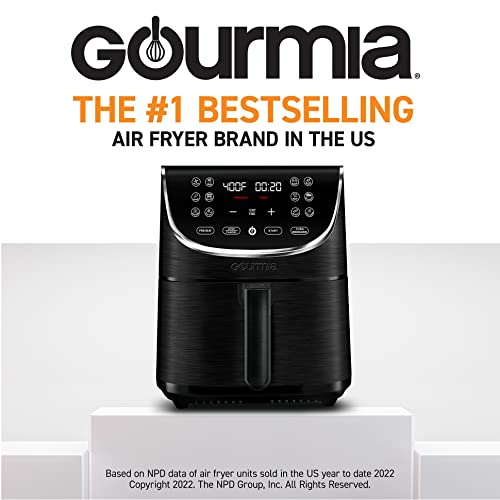 Gourmia Air Fryer Oven Digital Display 7 Quart Large AirFryer Cooker 12 Touch Cooking Presets, XL Air Fryer Basket 1700w Power Multifunction GAF716 Black and Stainless Steel Accents FRY FORCE 360°